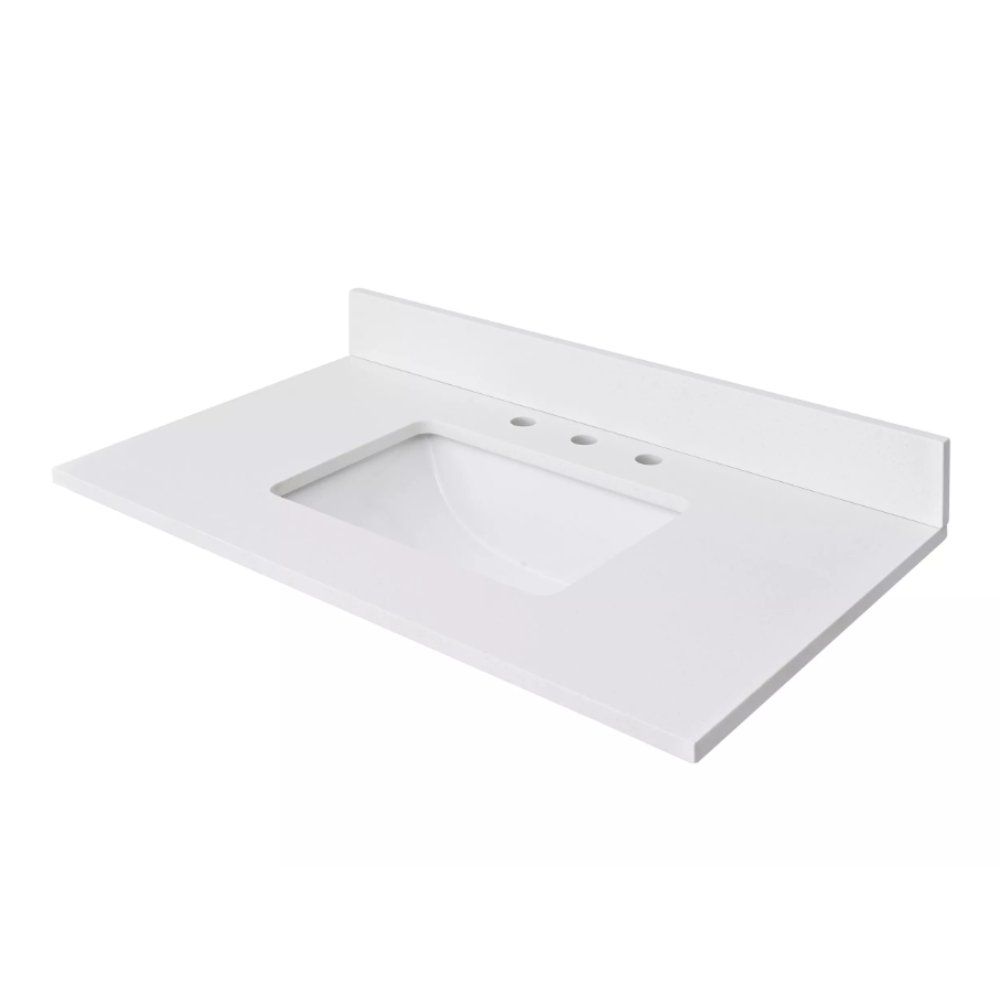 36 inch White Solid Surface Bathroom Vanity Counter Top With Sink – Chans Furniture
