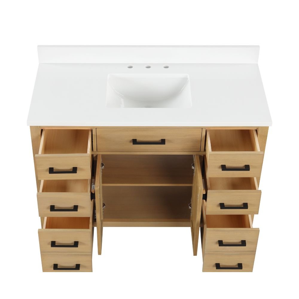 48 Inch Aged Oak Finish Rella Single Sink Bathroom Vanity With White Q ...