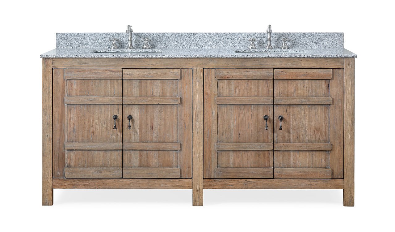 72 Inch Natural Wood Artisan Style Double Sink Lindor Bathroom Vanity ...