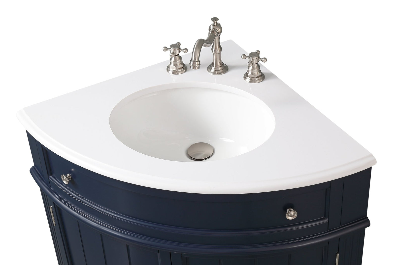 24 Inch Triadsville Navy Blue Corner Design Bathroom Vanity With Quart ...