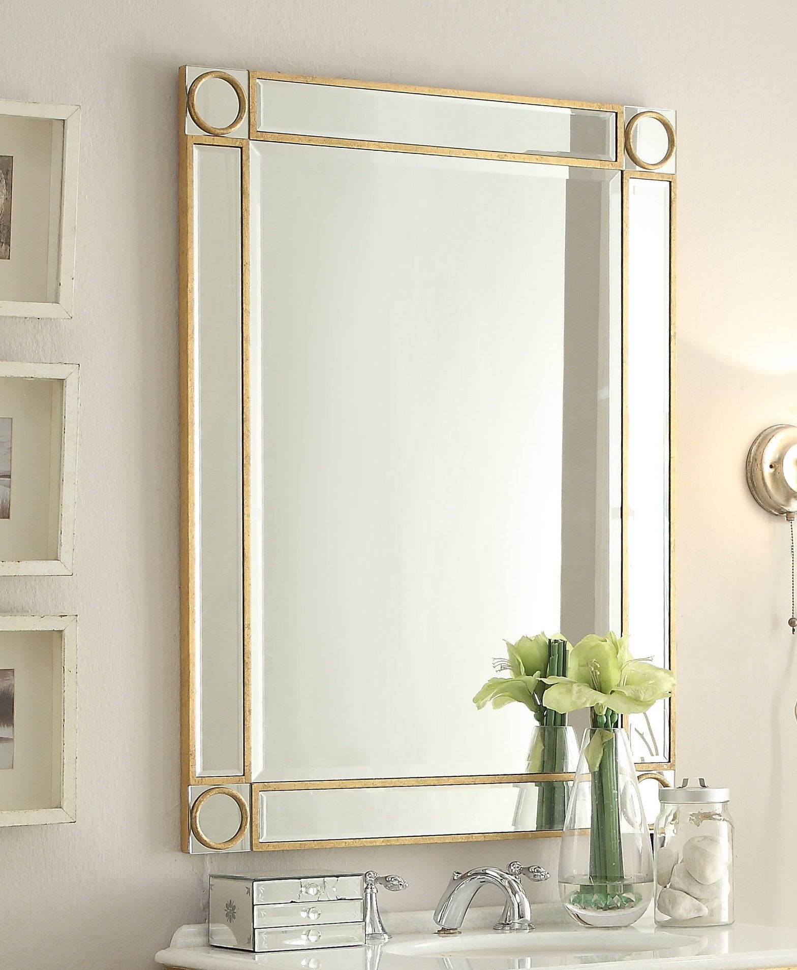 32" Mirror Reflection Gold Finish Bathroom Sink Vanity - Austell BC ...