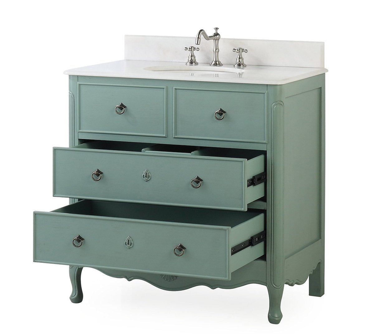 34" Vintage Blue Daleville Cottage Style Bathroom Sink Vanity Benton C ...