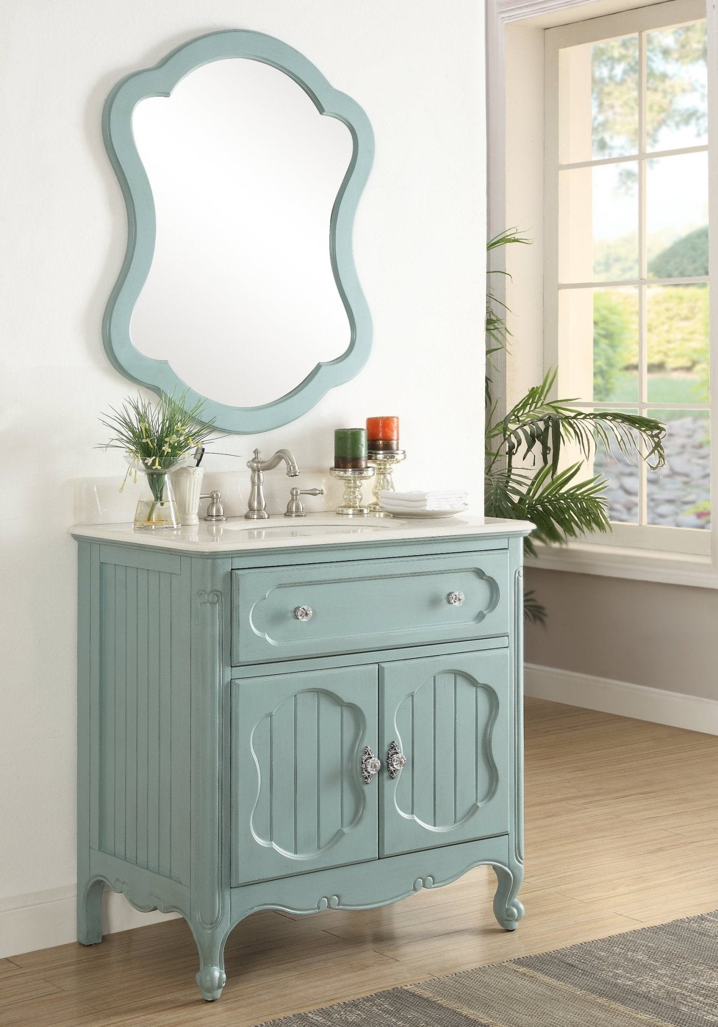 34 Inch Light Blue Charming Cottage Chic Knoxville Vanity – Chans Furniture