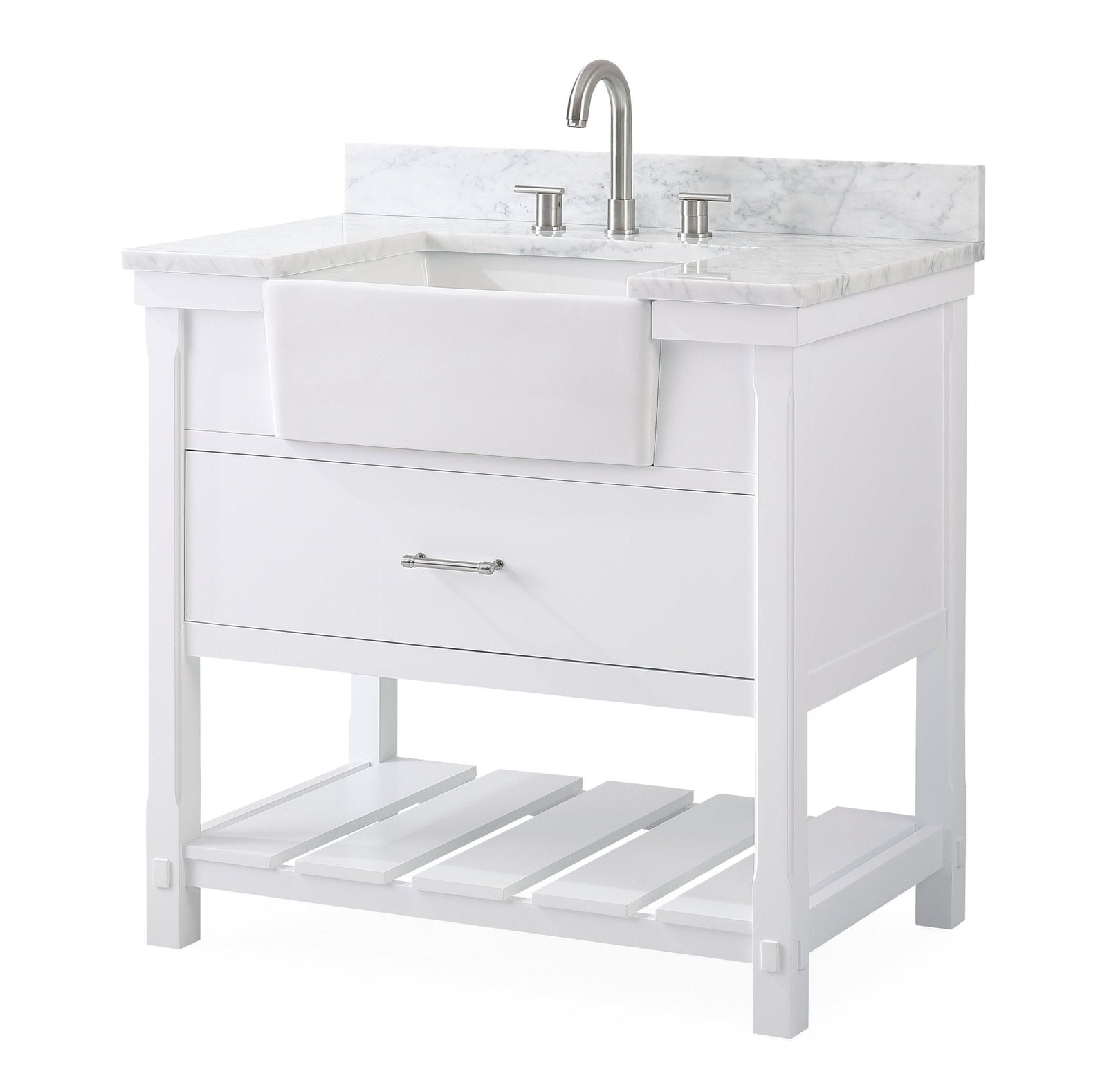 36 Inch Kendia White Farmhouse Sink Style Bathroom Vanity – Chans Furniture