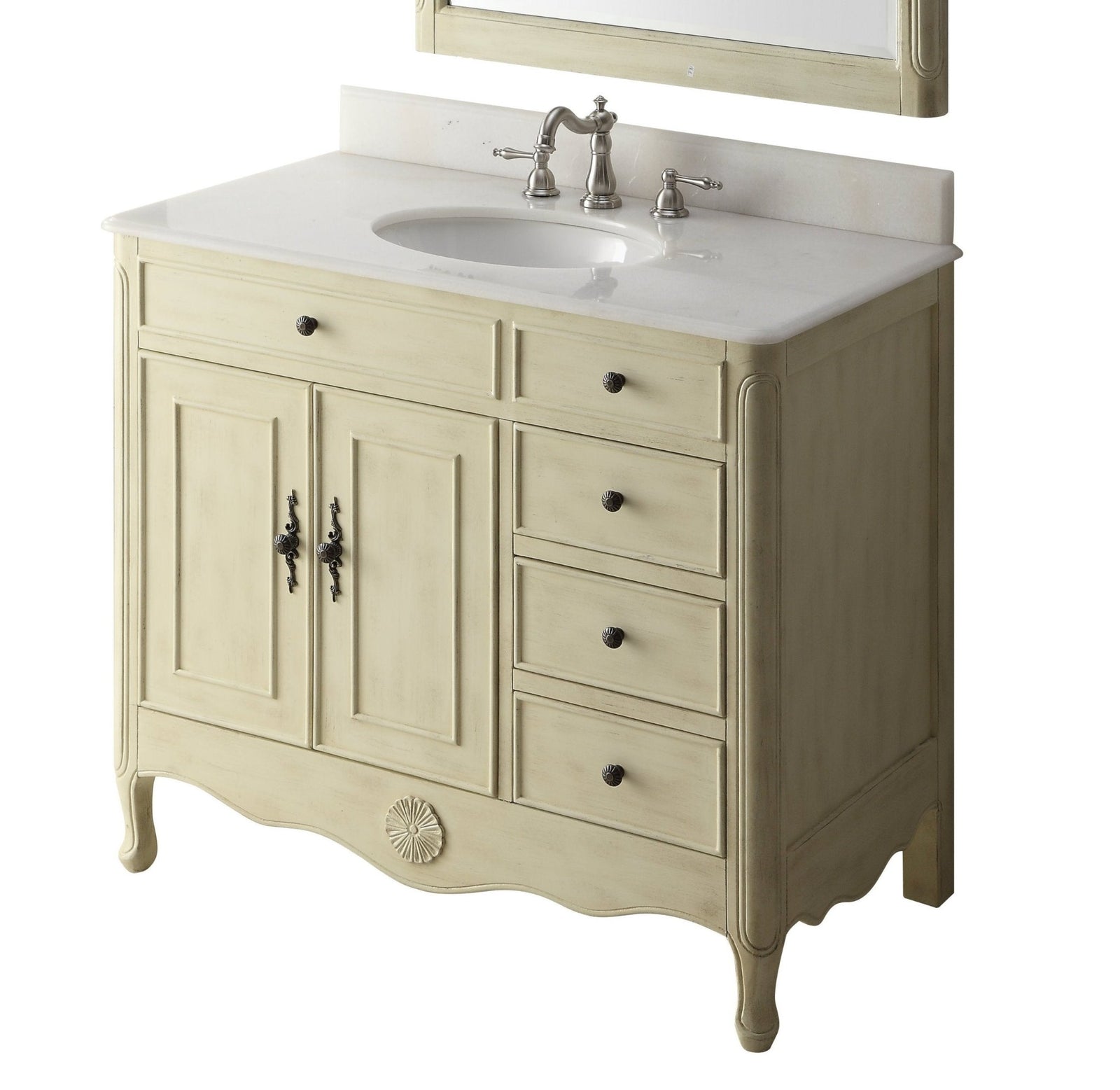 38 Inch Distressed Cream Cottage Style Daleville Bathroom Sink Vanity ...
