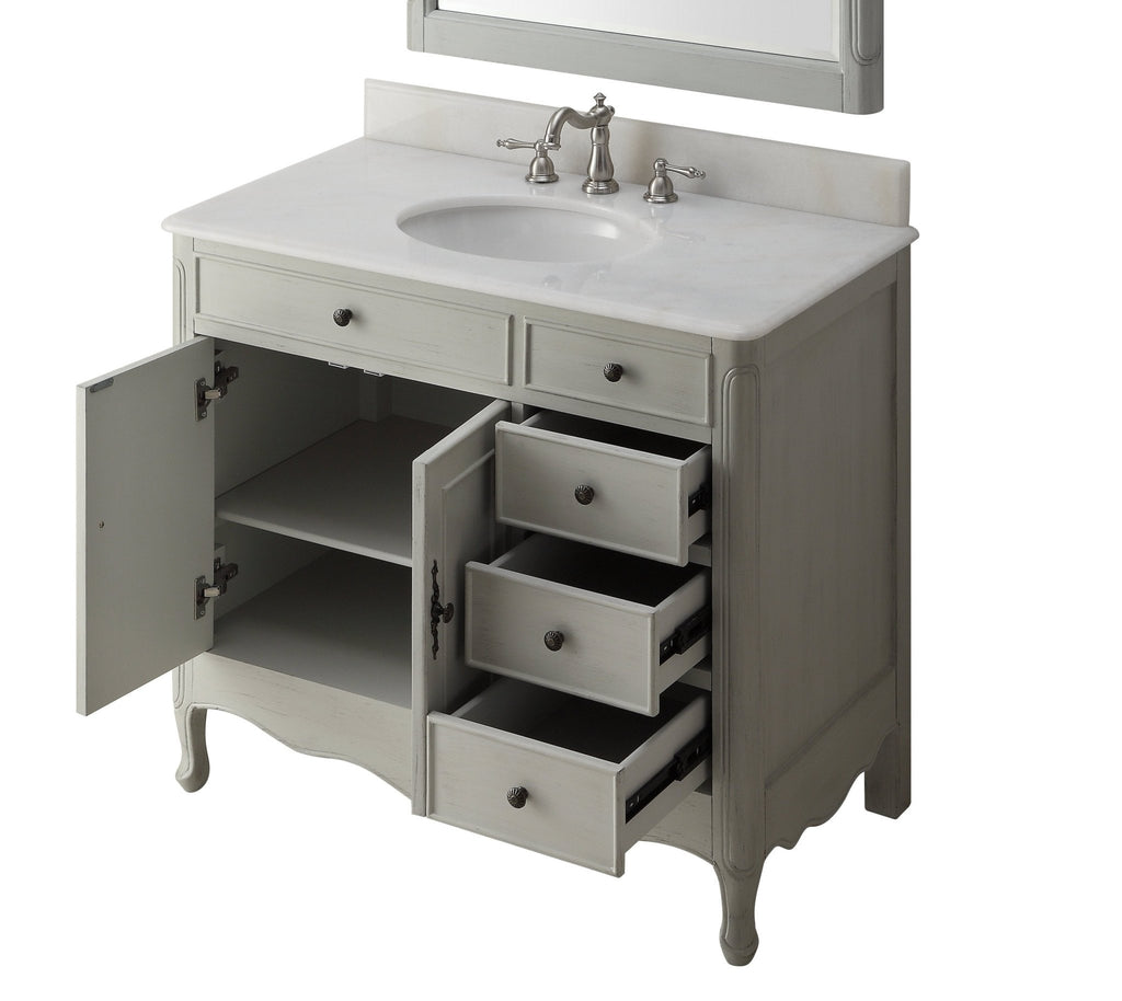 38 Inch Distressed Gray Cottage Style Daleville Bathroom Sink Vanity ...