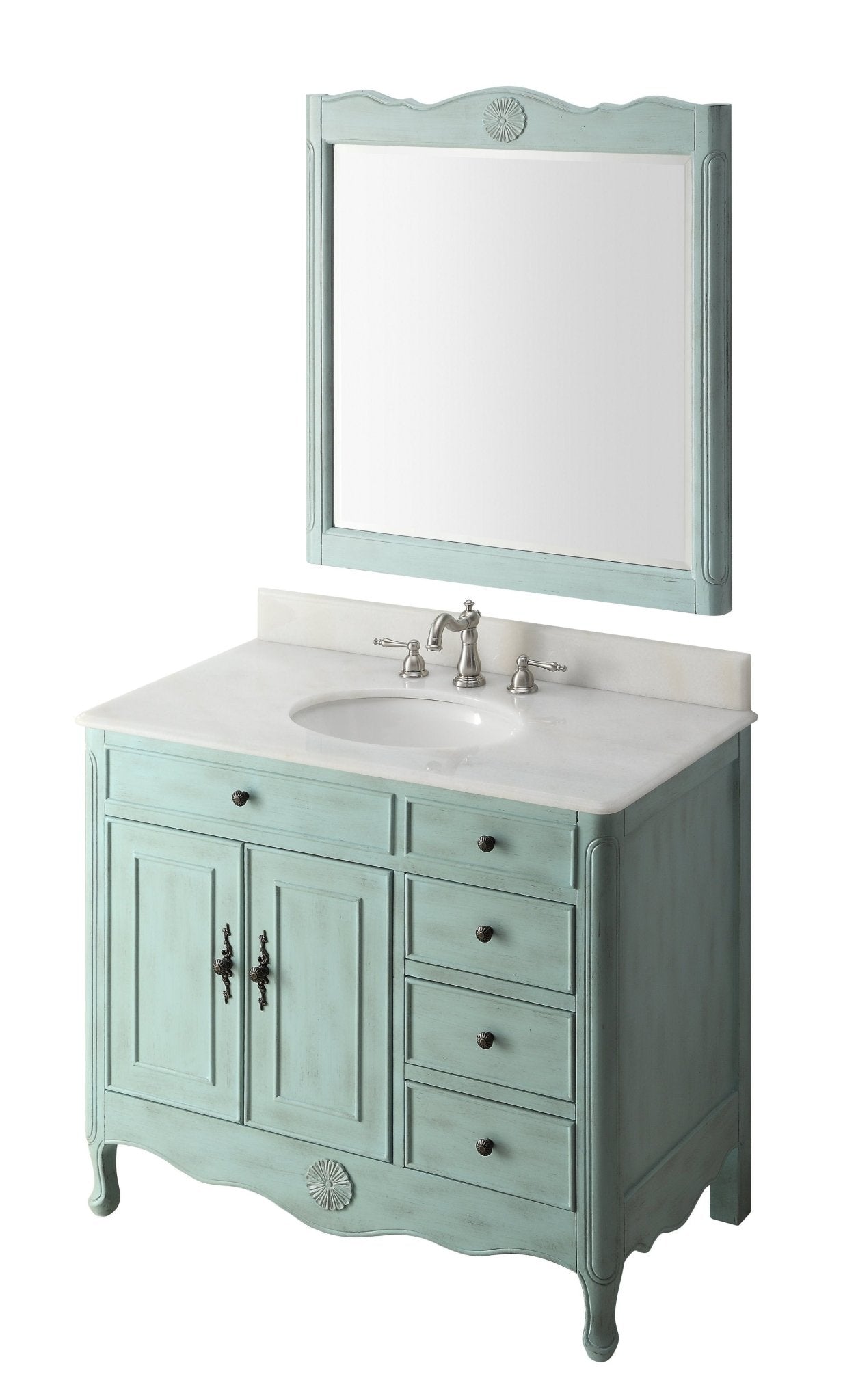 38 Inch Distressed Light Blue Cottage Style Daleville Bathroom Sink Va ...