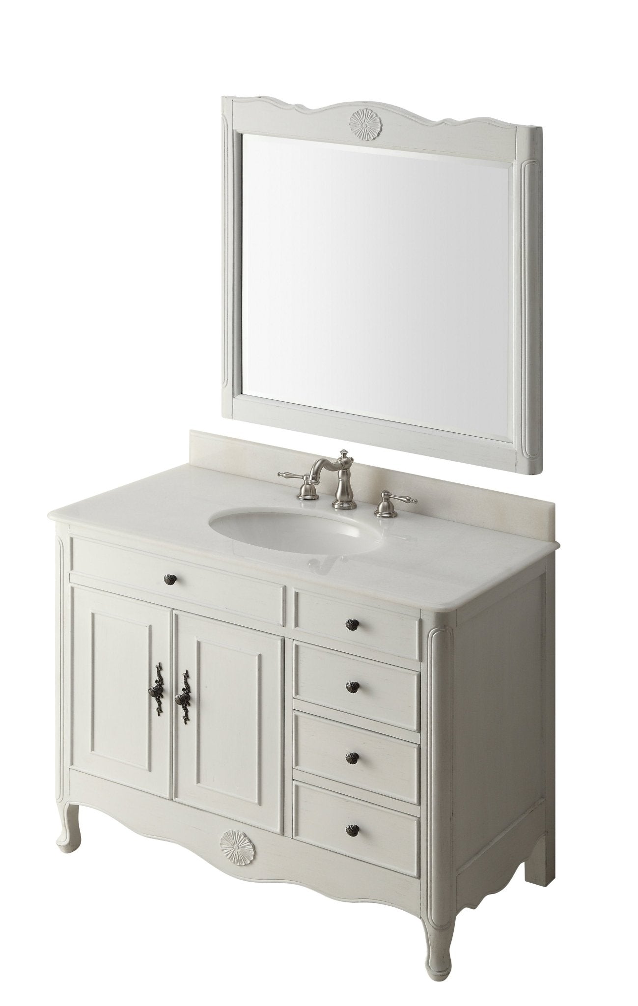 38 Inch Distressed Antique White Cottage Style Daleville Bathroom Sink ...