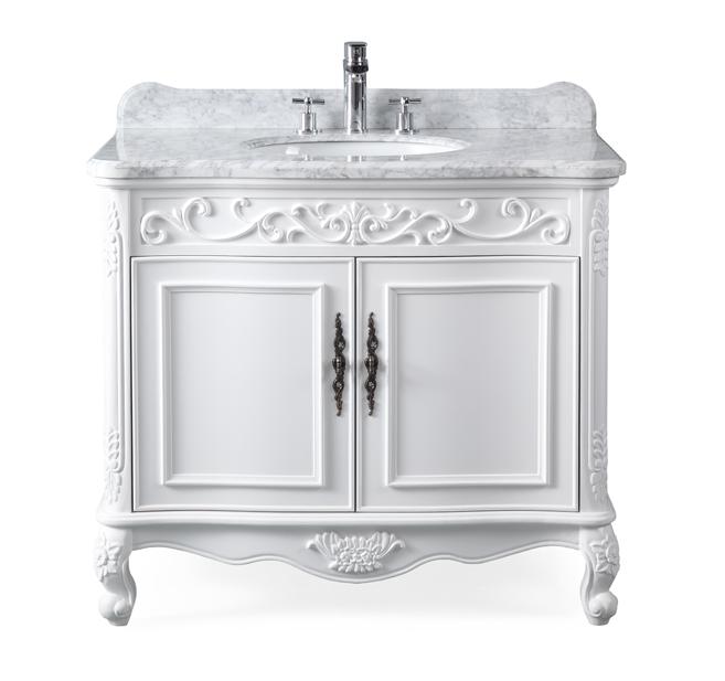 39" Bathroom Vanity with Italian Carrara Marble Counter-top Benton Col ...