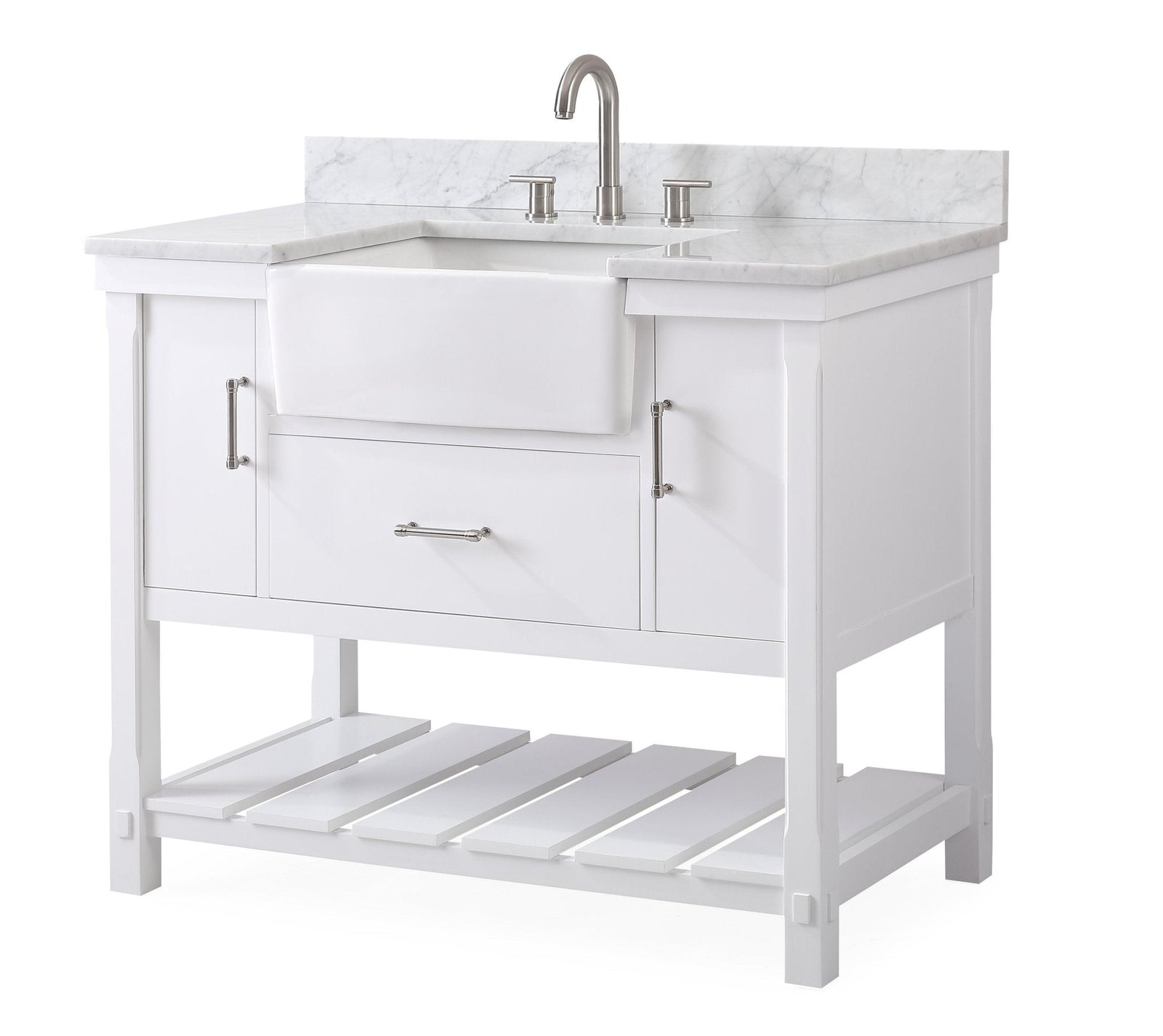 42 Inch Kendia White Farmhouse Sink Style Bathroom Vanity – Chans Furniture