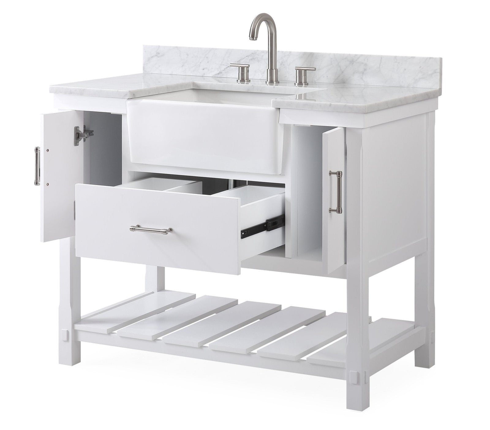 42 Inch Kendia White Farmhouse Sink Style Bathroom Vanity – Chans Furniture