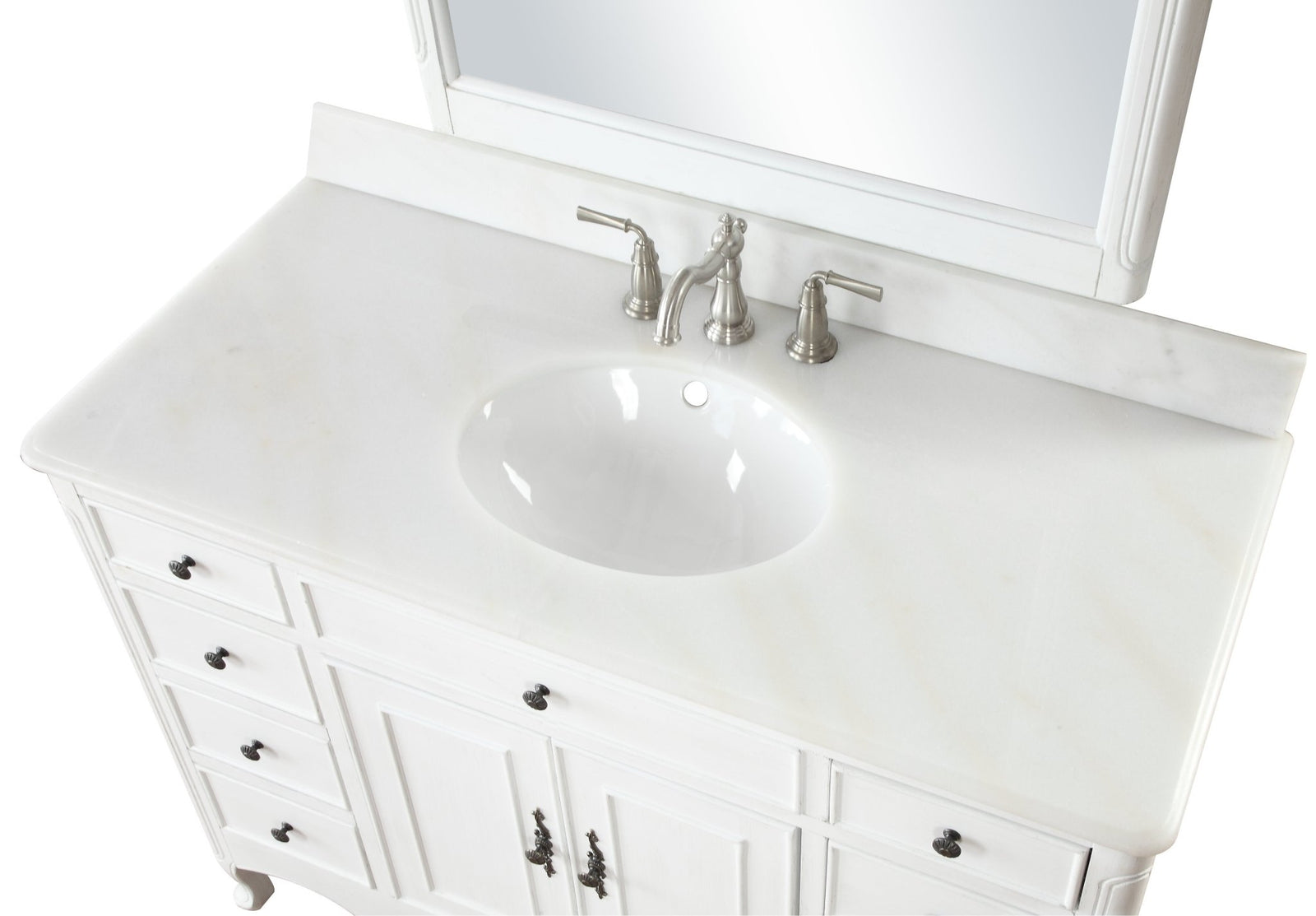 46 Inch Distressed Antique White Cottage Style Fayetteville Bathroom S ...