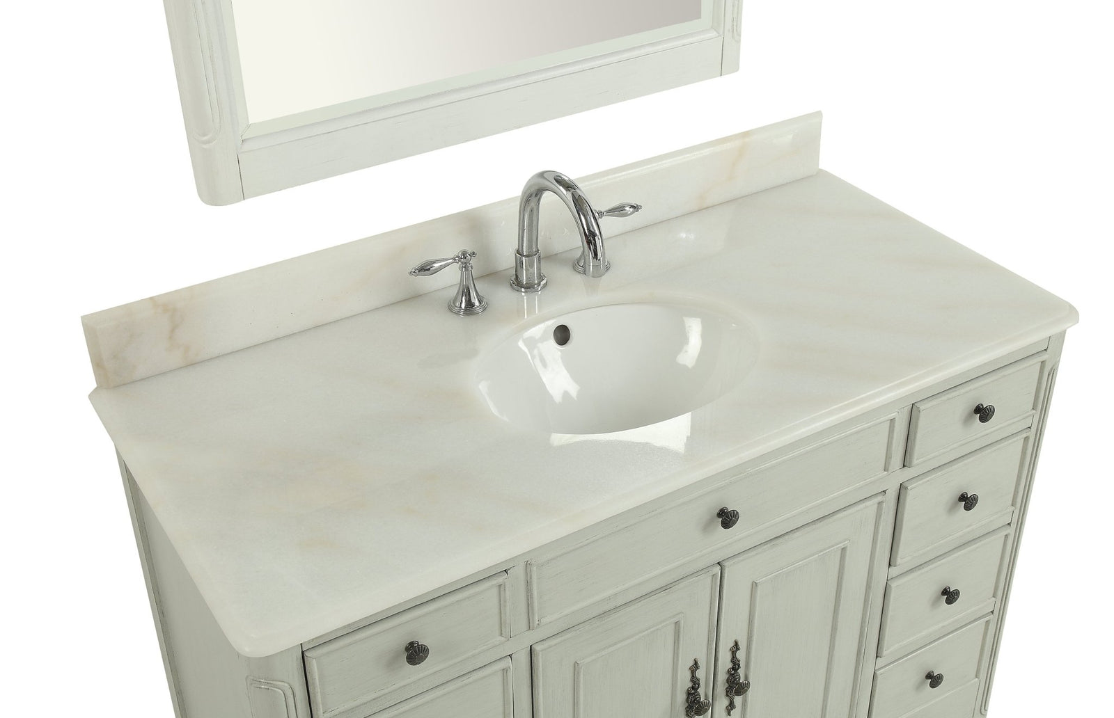46 Inch Distressed Light Gray Cottage Style Fayetteville Bathroom Sink ...