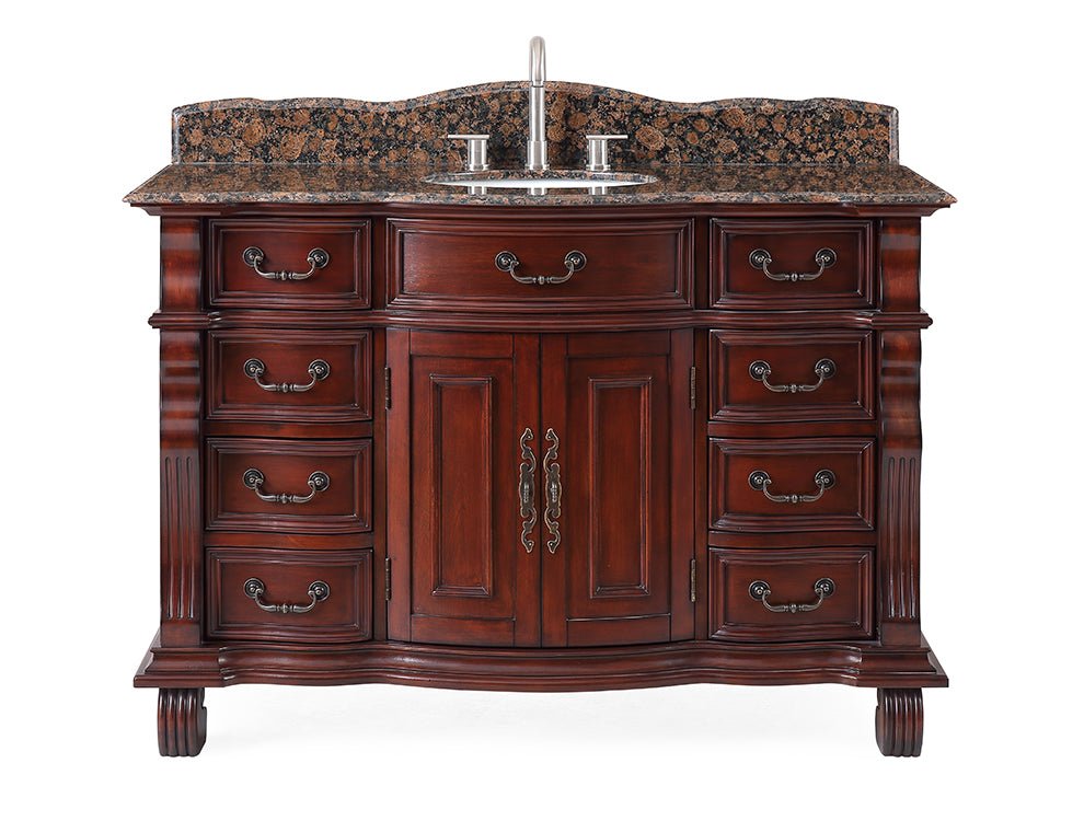 50 inch Antique Style Cherry Wood Hopkinton Bathroom Sink Vanity Balti ...
