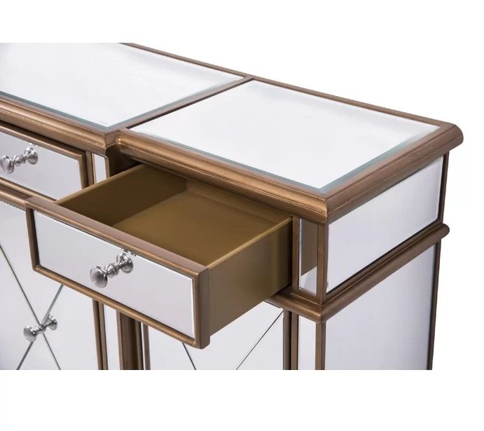 60 Inch Mirrored Relection Andrea Hall Console (Gold) – Chans Furniture