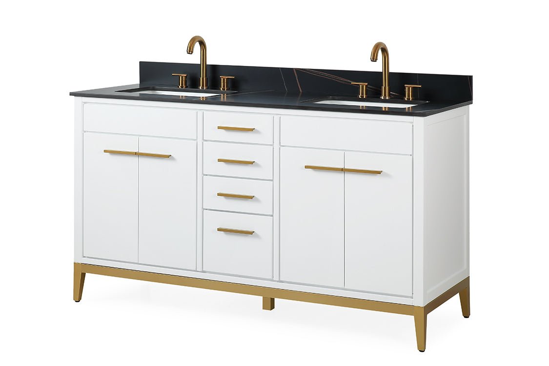 60" Tennant Brand Modern Style White Beatrice Double Sink Bathroom Van ...