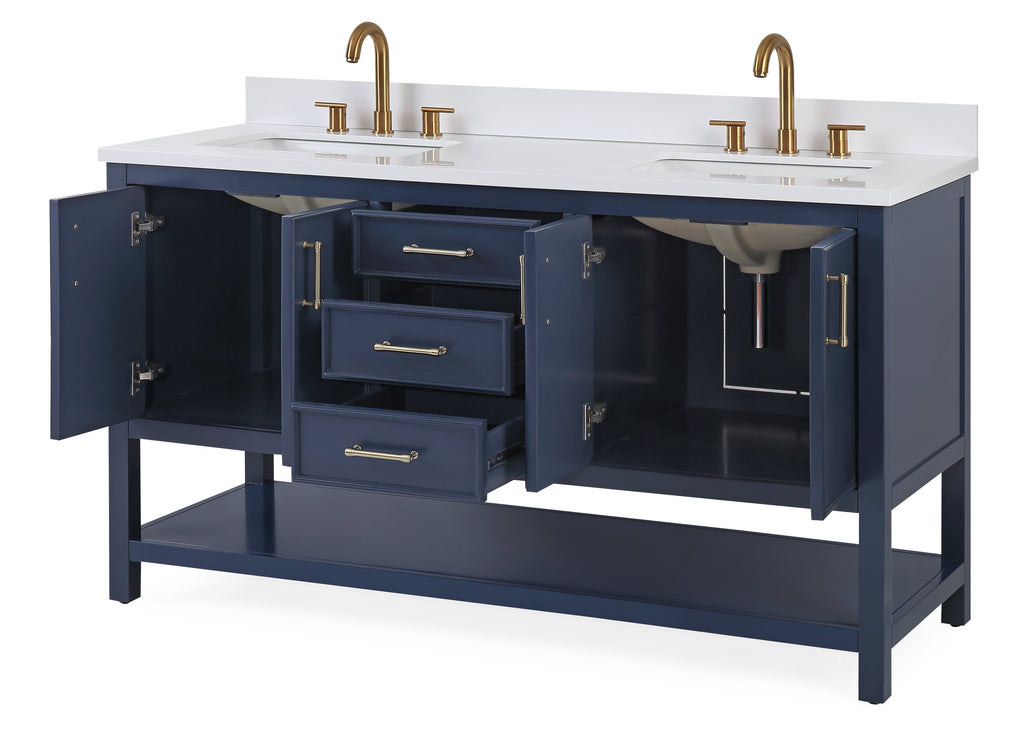 60" Tennant Brand Navy Blue Double Sink Bathroom Vanity - Felton ...
