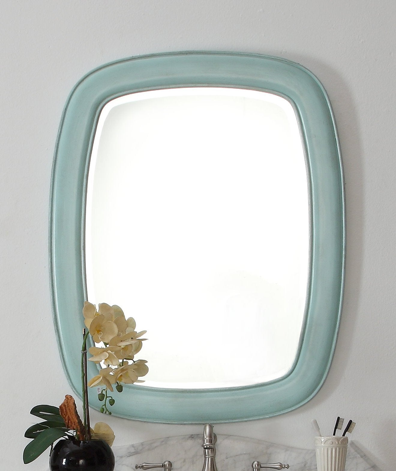 Termoli 36-Inch Light Blue Frame Modern Style Wall Mirror – Chans Furniture